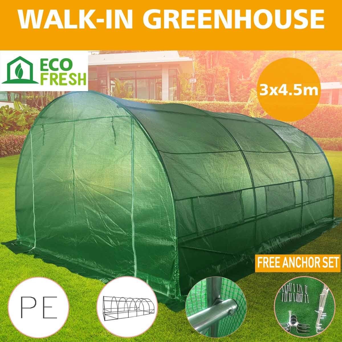 Greenhouse EcoFresh Walk in Greenhouses 4.5m x 3m x 2m Strong Galvanis